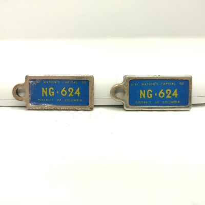 RARE MATCHING PAIR VTG Disabled Veterans Mini License Plate WASHINGTON ...
