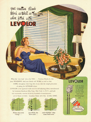 1948 vintage AD, LEVOLER Tilters for VENETIAN BLINDS Art Elegant Lady ...