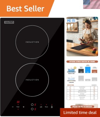 Electric Stove Induction Cooktop Vertical with 2 Burners Vitro Ceramic ...