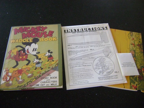 Mickey Mouse Waddle Book Hardcover 1992 Punch Out Toy Unused 1934 Repro ...