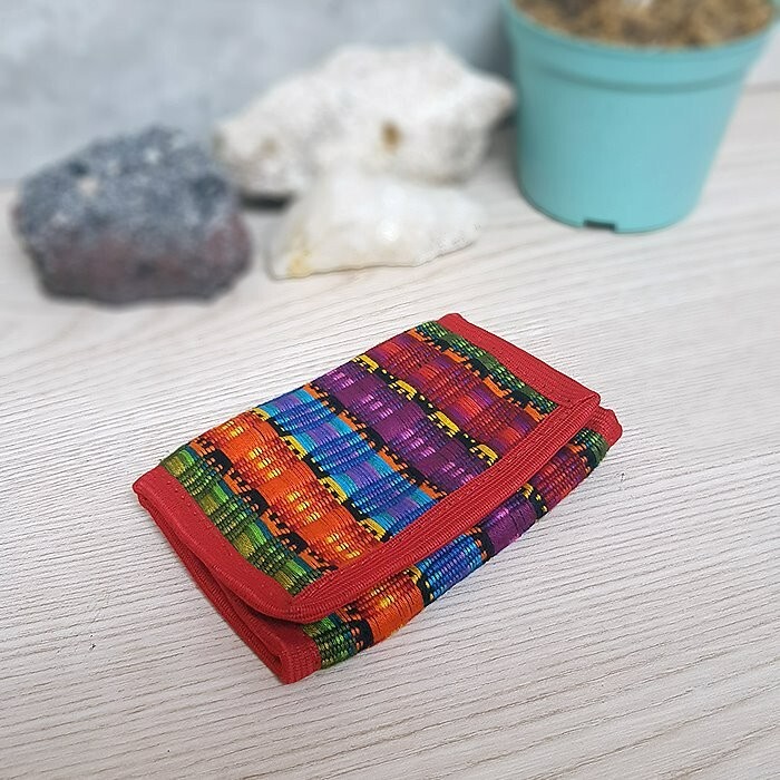 Multicolored Woven Striped Slim Soft Trifold Wallet Card Slots Handmade ...