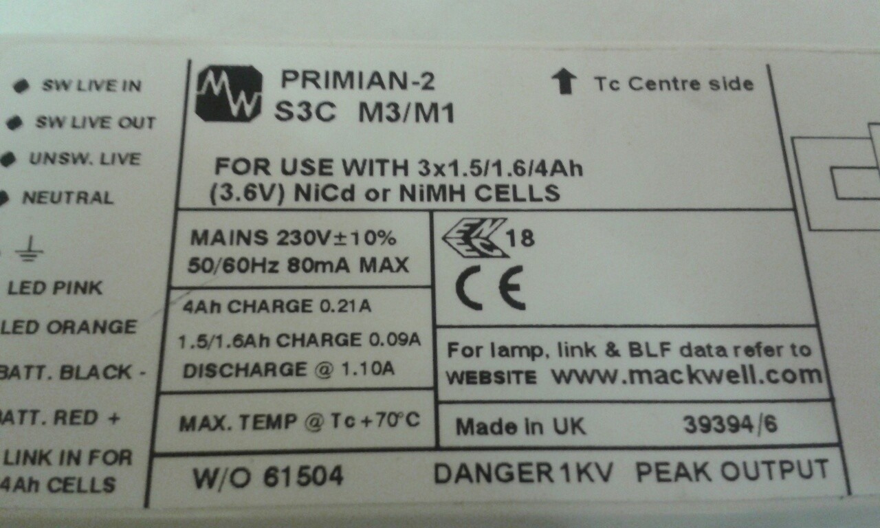 Mackwell PRIMIAN-2 SC3 M3/M1 Emergency Module For Selected Lamps Up To ...
