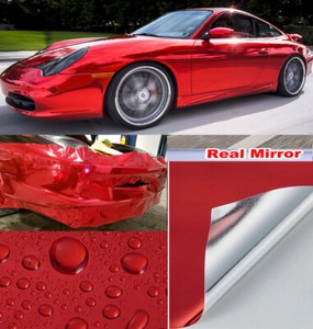 Stretchable Red Glossy Mirror Chrome Entire Car Wrap Vinyl Vehicle ...