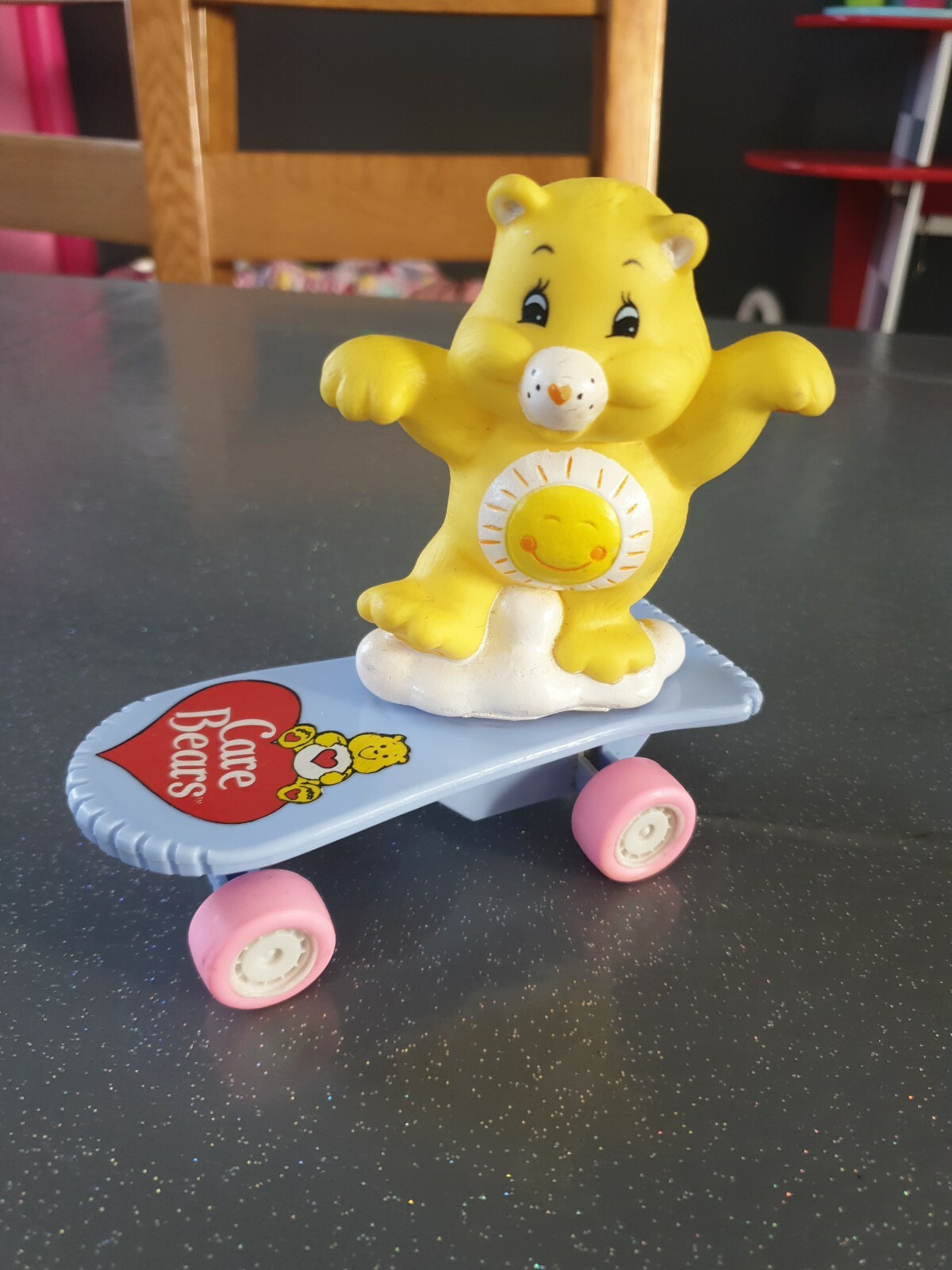 Vintage Super Rare Care Bears Funshine Bear On Skateboard Figure ...