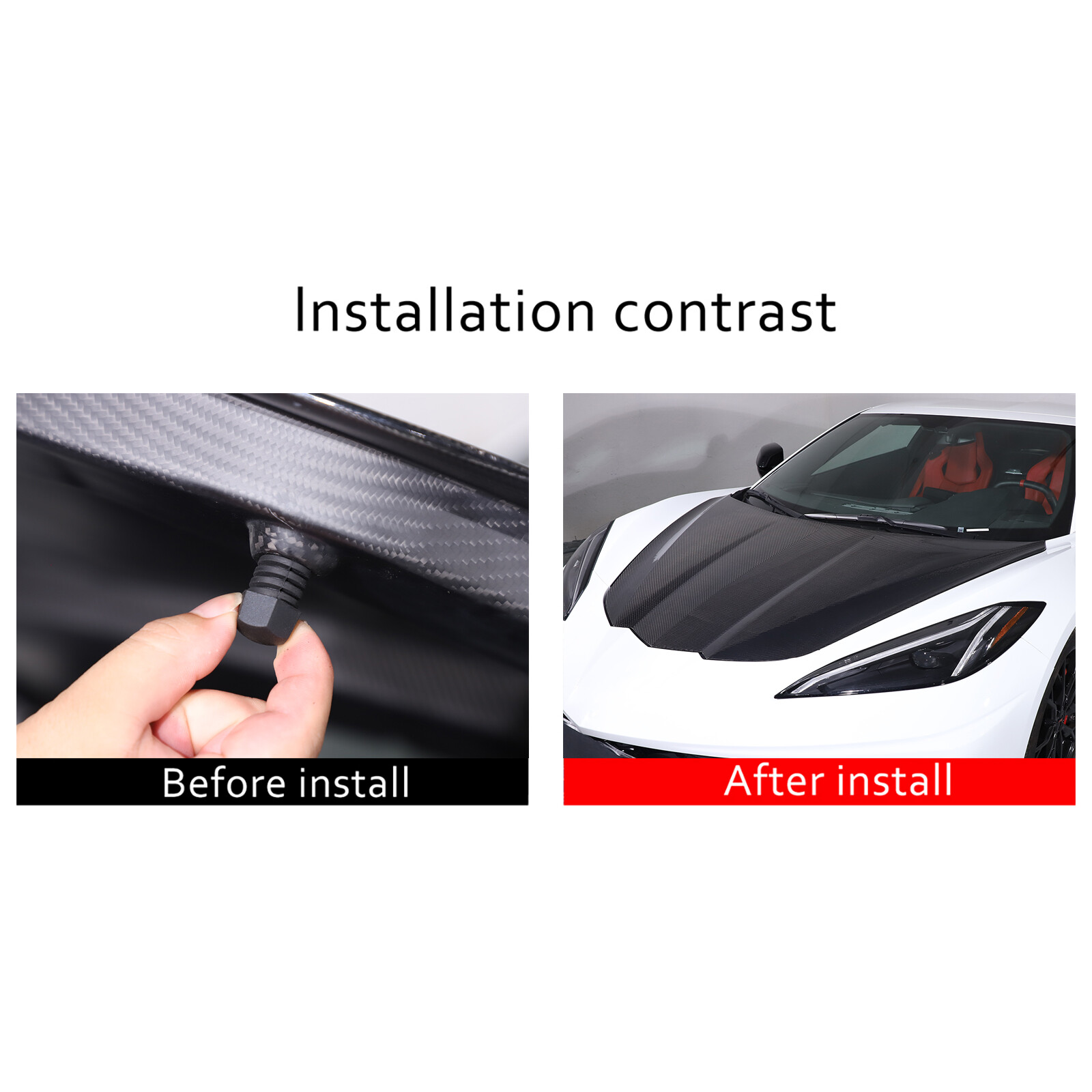 Carbon Fiber Front Bonnet Engine Hood Cover Fit For Corvette C8 Z06 Z51 ...