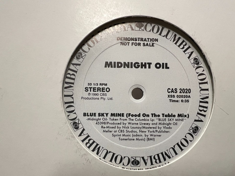 MIDNIGHT OIL Blue Sky Mine 12" 1990 COLUMBIA CAS 2020 WHITE LABEL PROMO ...