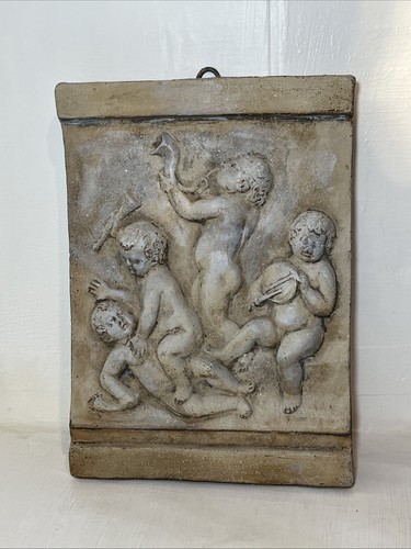 Cast Stone Wall Art of Putti’s at Play 14” x 10” by Statue Factory ...