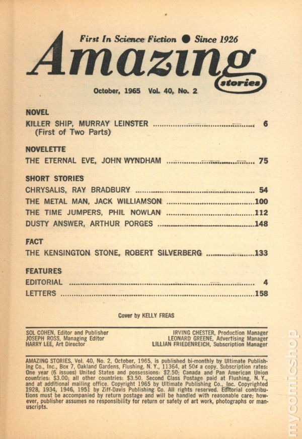 Amazing Stories Pulp Vol. 40 #2 VG 1965 Stock Image Low Grade | eBay