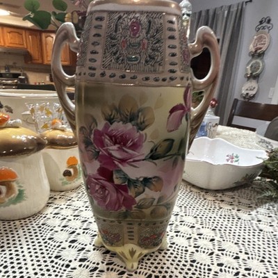 Royal Nippon Antique Japanese Porcelain Vase Floral Design Beige Pink ...