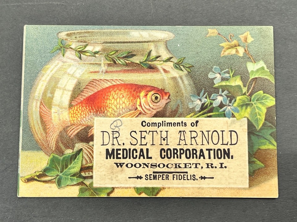 Victorian Trade Card Quack Medicine Cough Killer Pills Cordial Goldfish ...
