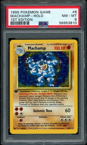 1999 Pokemon Base Set 1st Edition Machamp Holo Rare #8 PSA 8 NM-MT | eBay