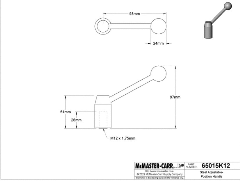 McMaster Carr MA-39625 Steel Adjustable-Position Handle | eBay