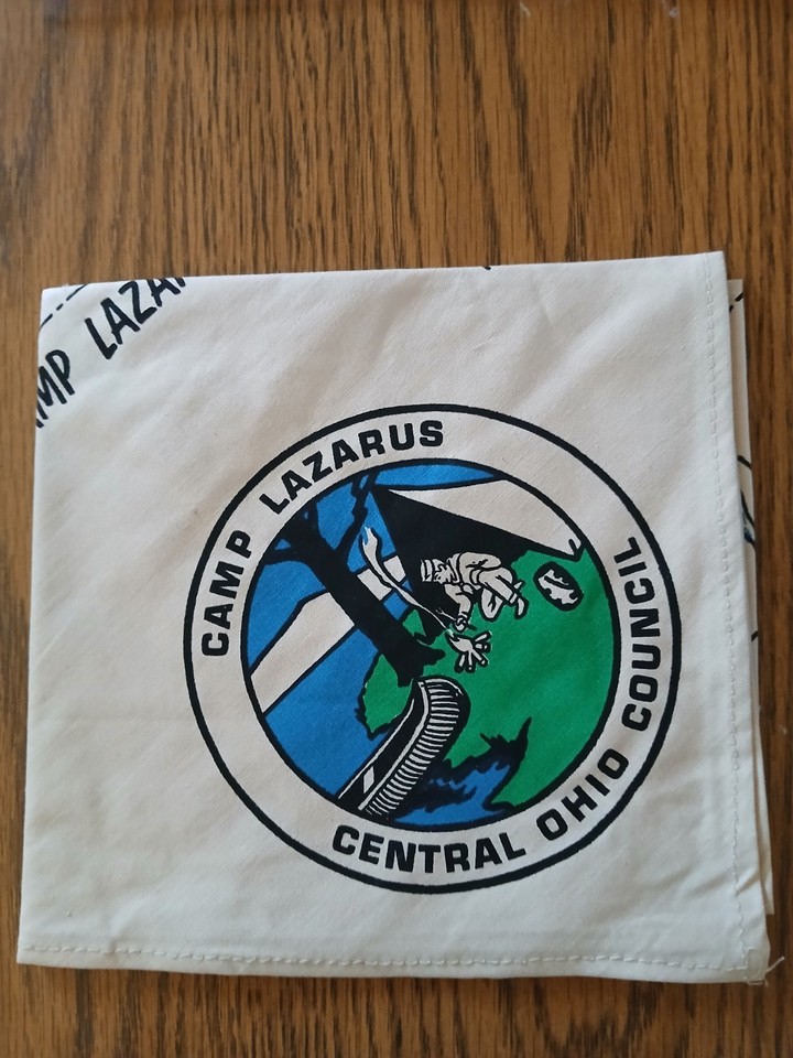 2 Vintage CENTRAL OHIO COUNCIL Boy Scout Neckerchiefs Camp Lazarus Map ...