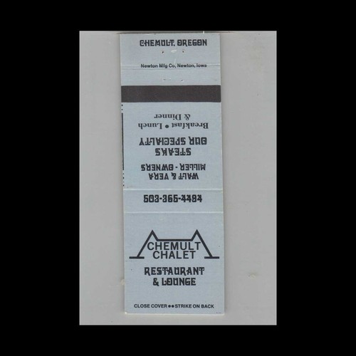 Matchbook Cover Chemult Chalet Restaurant and Lounge Chemult OR | eBay