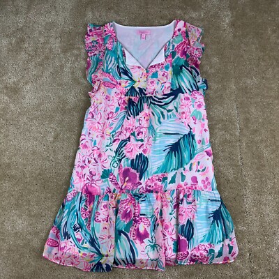 Lilly Pulitzer womens Nora Dress Multi 2XS XXS Preppy Vacation Flowy ...