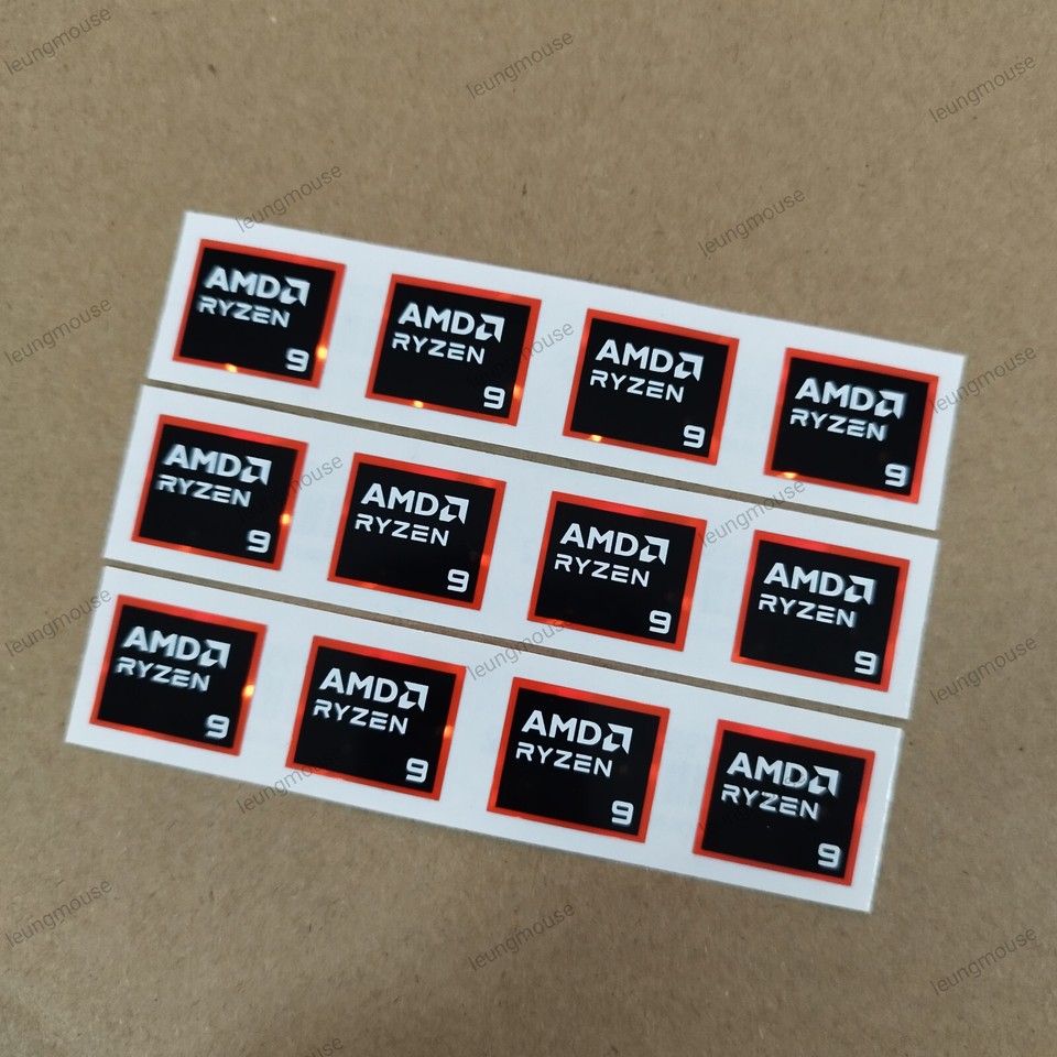 AMD RYZEN 9 STICKER 17MM X 20MM 2024 VERSION Genuine & New ( 12 PCS per ...