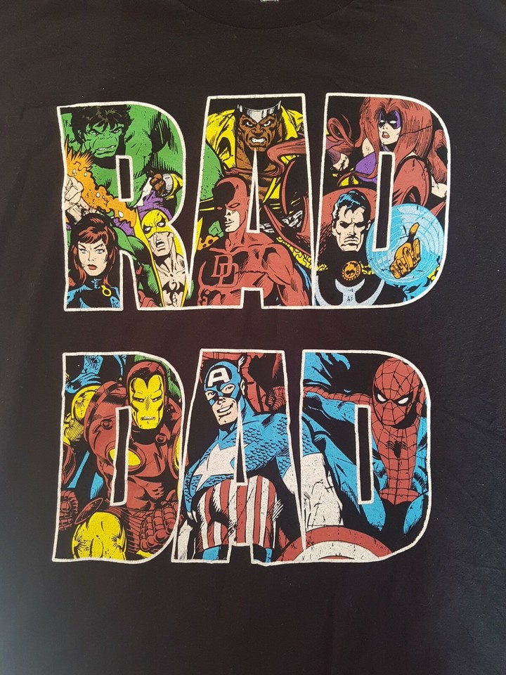 Marvel Rad Dad T Shirt Large Superheros Iron Man Captain America ...