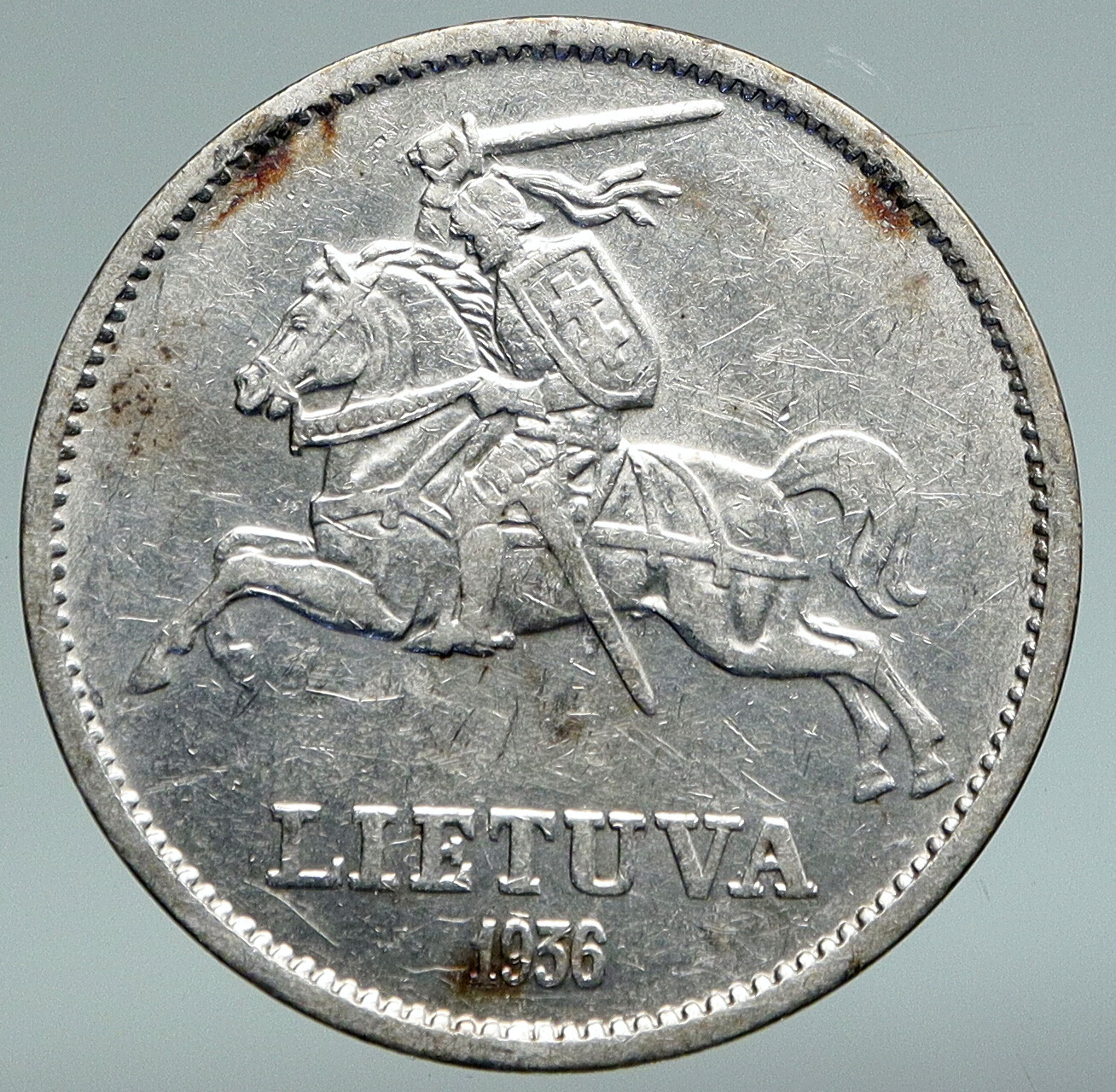 1936 LITHUANIA VYTAUTAS the GREAT Vintage Silver 10 Litai Lithuanian ...