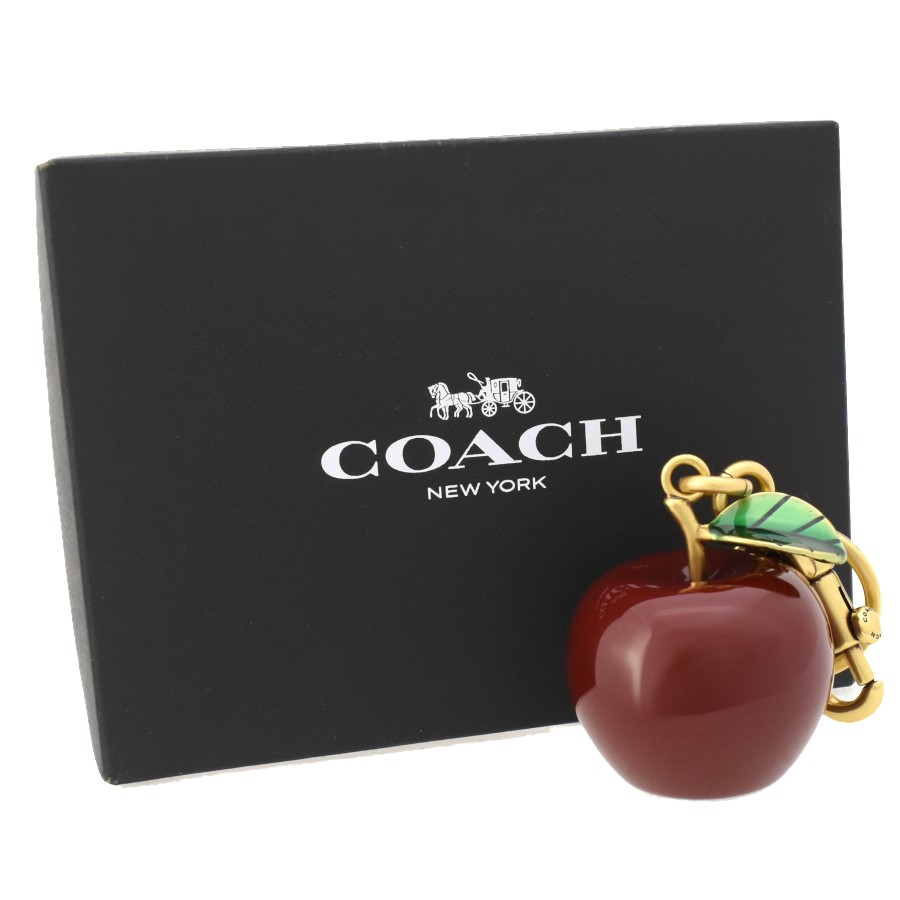 Coach Small Apple Bag Charm Keychain Red Brass Multi Unused | eBay
