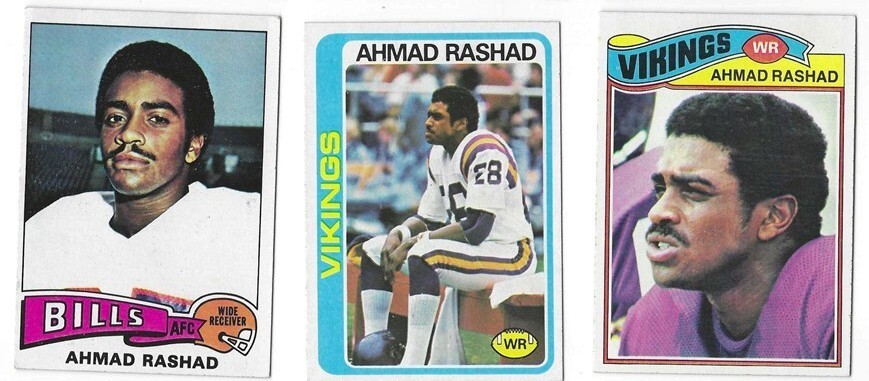 AHMAD RASHAD (BILLS, CHARGERS) CARDS (3) - 1975 (2ND YEAR), 1977 & 1978 ...