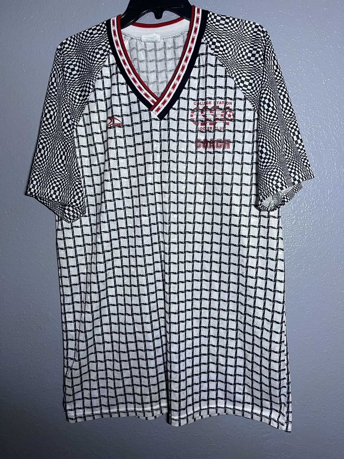 Score Checkered Soccer Jersey Vintage XL Geometric - Gem