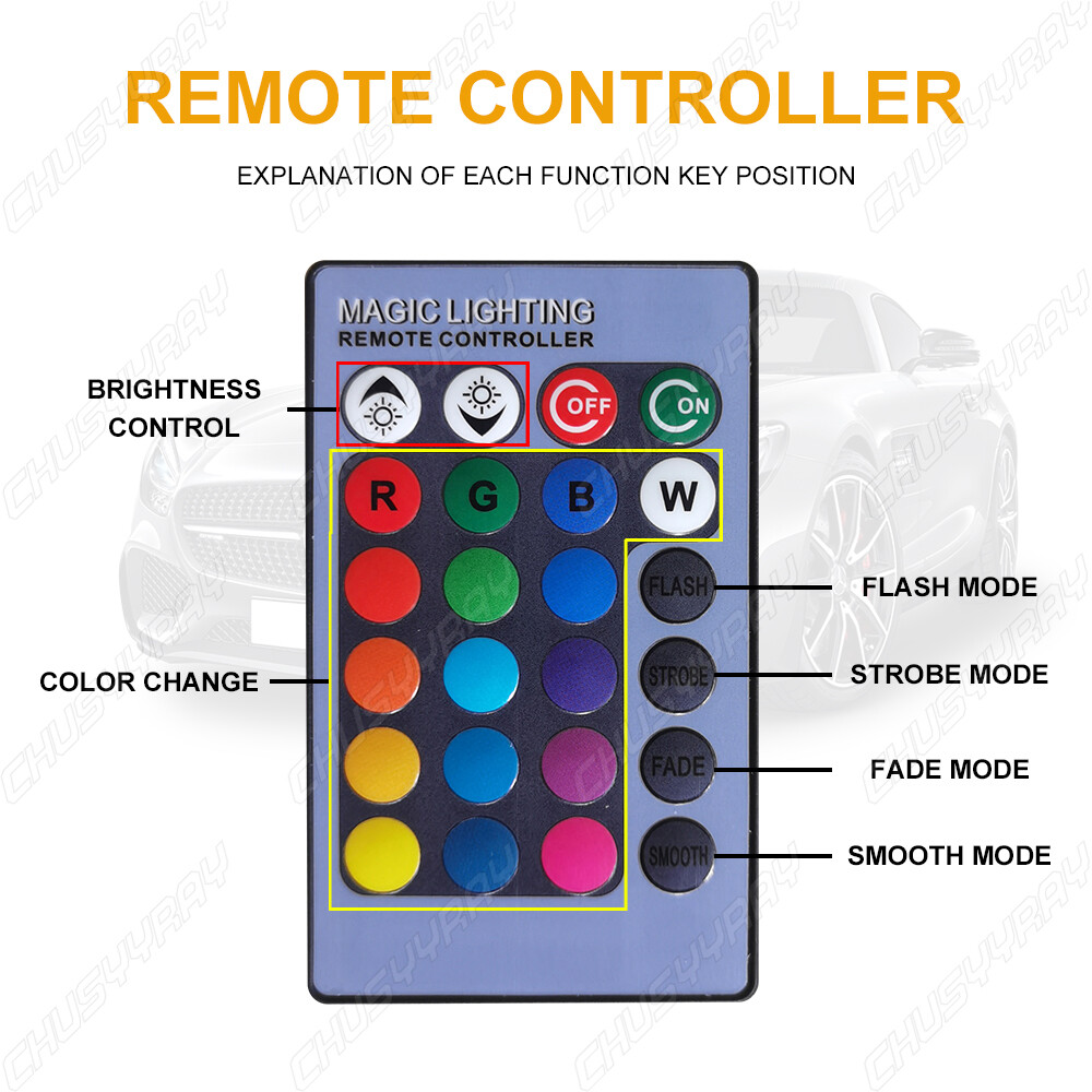 2X Cool Multi-Color RGB LED Fog Lights Wireless IR Remote Kit For ...