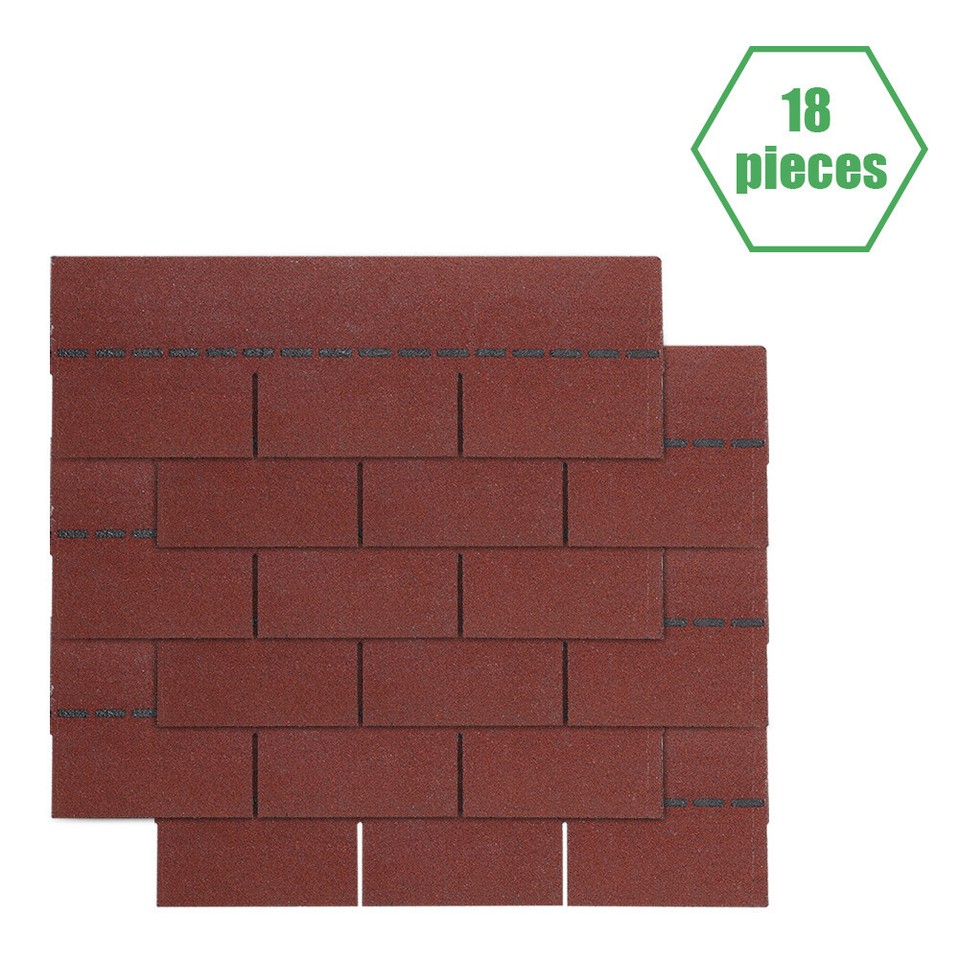 Rectangle Red Brick Effect Asphalt Roof Shingles Felt Roofing Tile Self ...