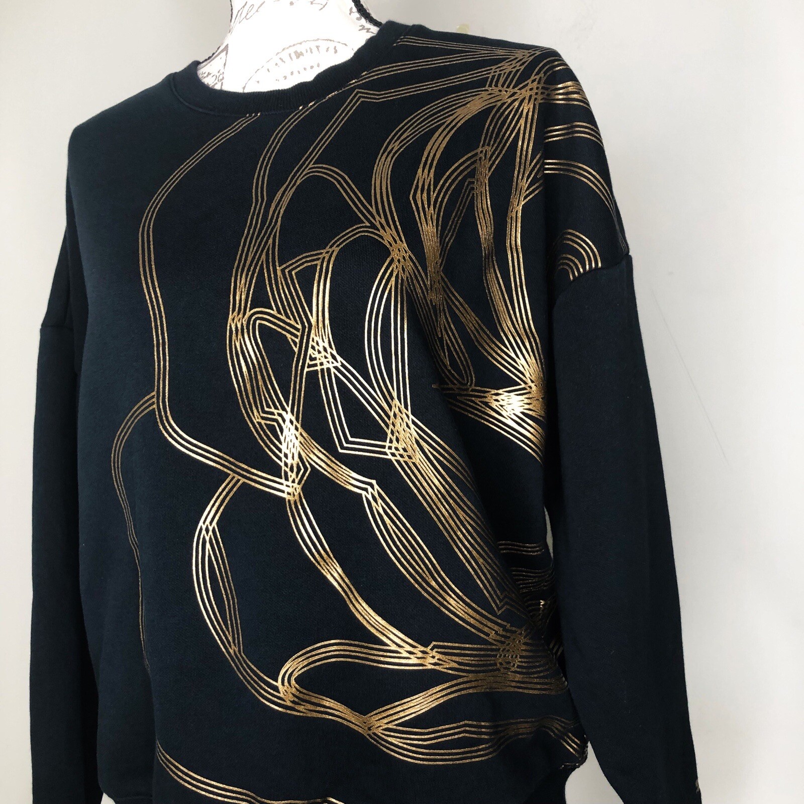 Puma X Careaux Collab Black Gold Metallic Print Crew … - Gem