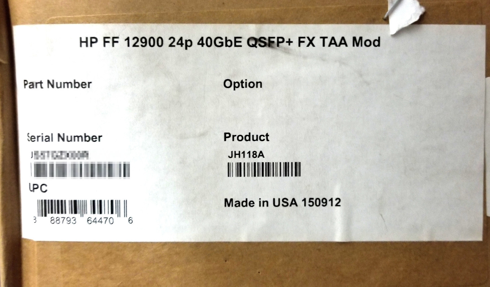 HP / H3C FlexFabric 12900 24p 40GbE QSFP+ FX Module JH118A JG889B ...