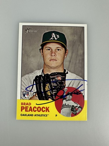 2012 Topps Heritage Brad Peacock Oakland Athletics #311 Auto Signed ...