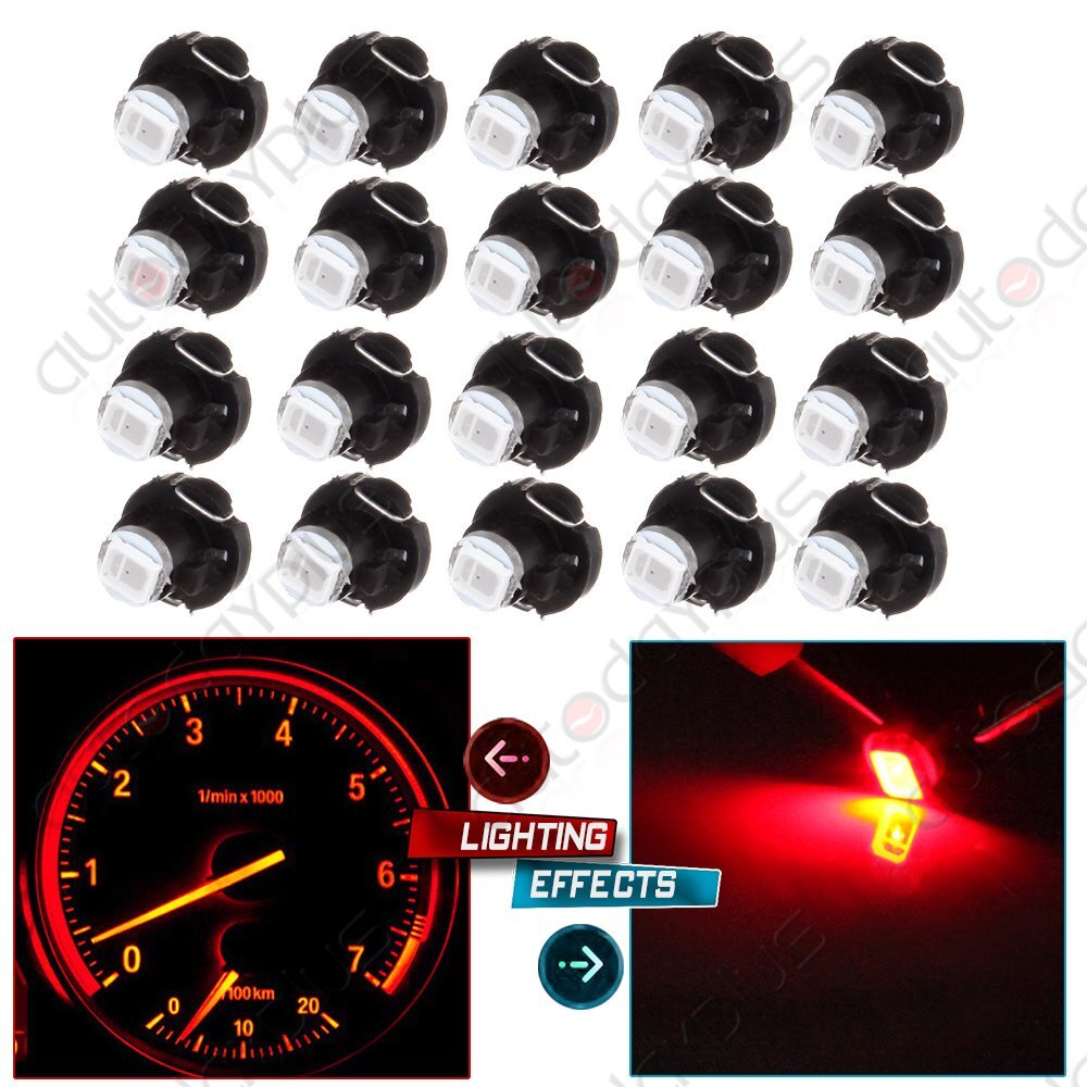20PCS RED INSTRUMENT A/C CLIMATE CONTROL LIGHTS LAMP T3 NEO WEDGE 8MM ...