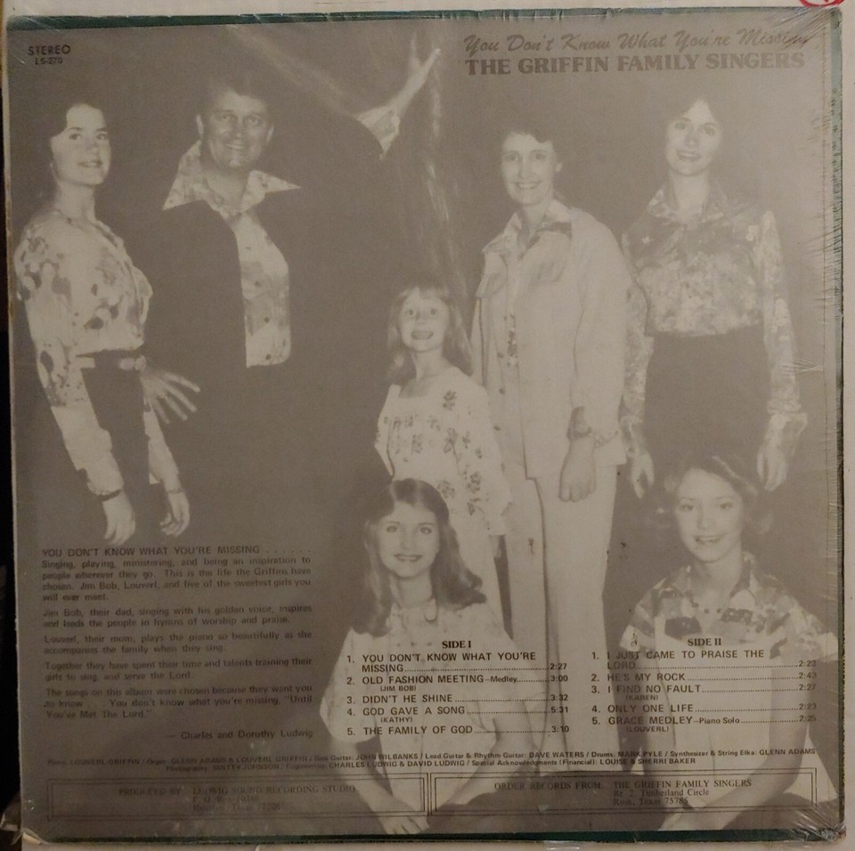 You Don't Know GRIFFIN FAMILY SINGERS 1976 Ludwig Sound LS-270 Southern ...