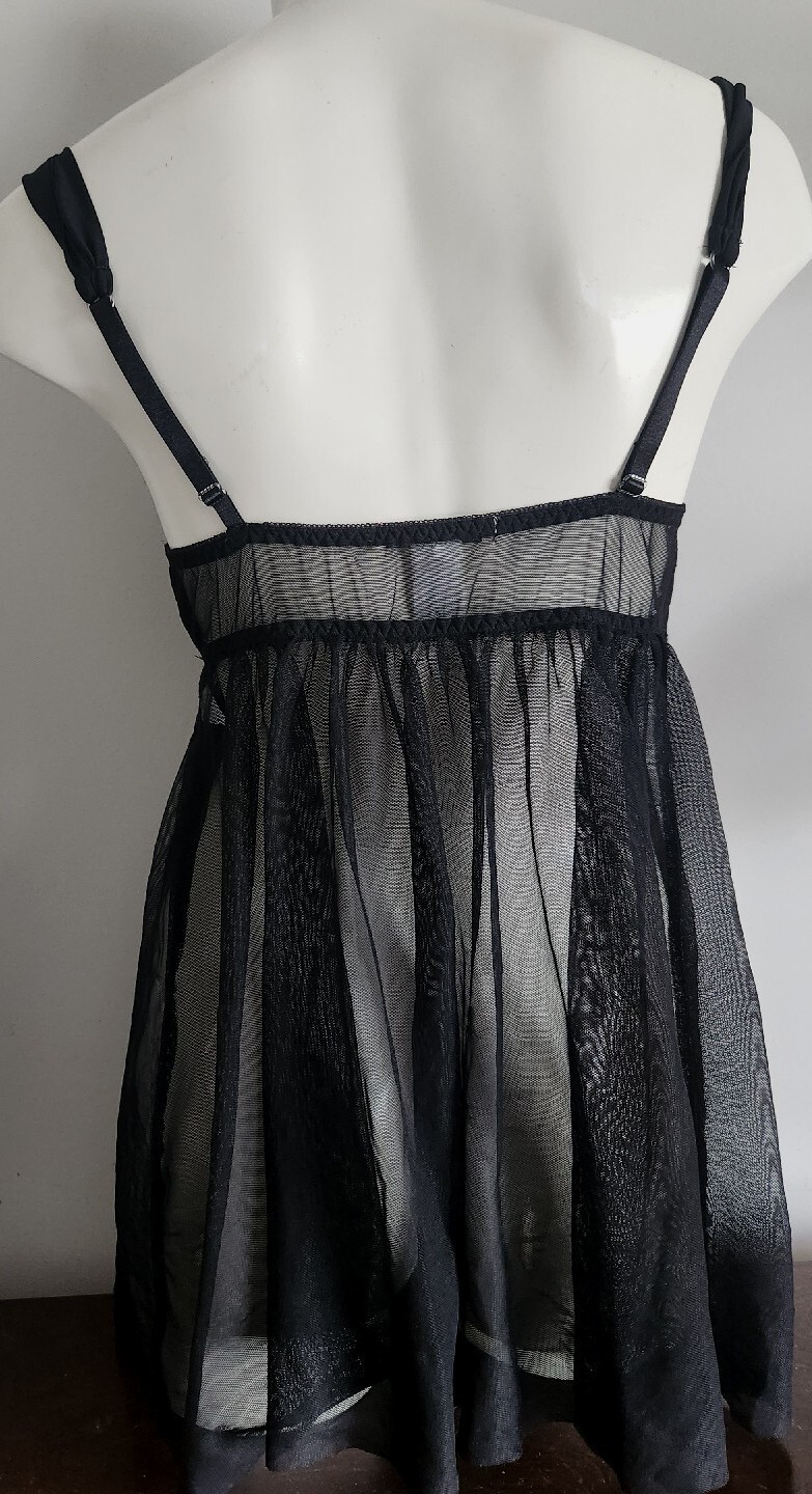 Linea Donatella Black Sheer Tulle Underwire Nightgown… - Gem