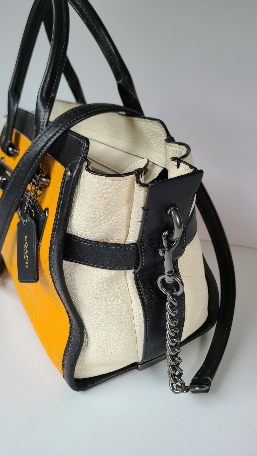 COACH Swagger Colorblock Pebbled Leather Satchel Cros… - Gem