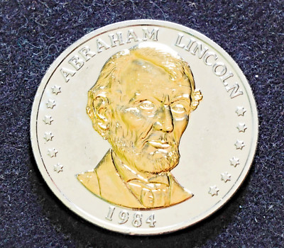 Abraham Lincoln 1809 - 1984 175th Anniversary Silver/Gold Plated Coin ...