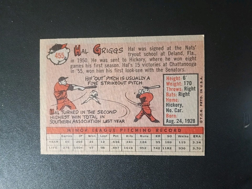 1958 Topps Set-Break #455 Hal Griggs Free Shipping | eBay