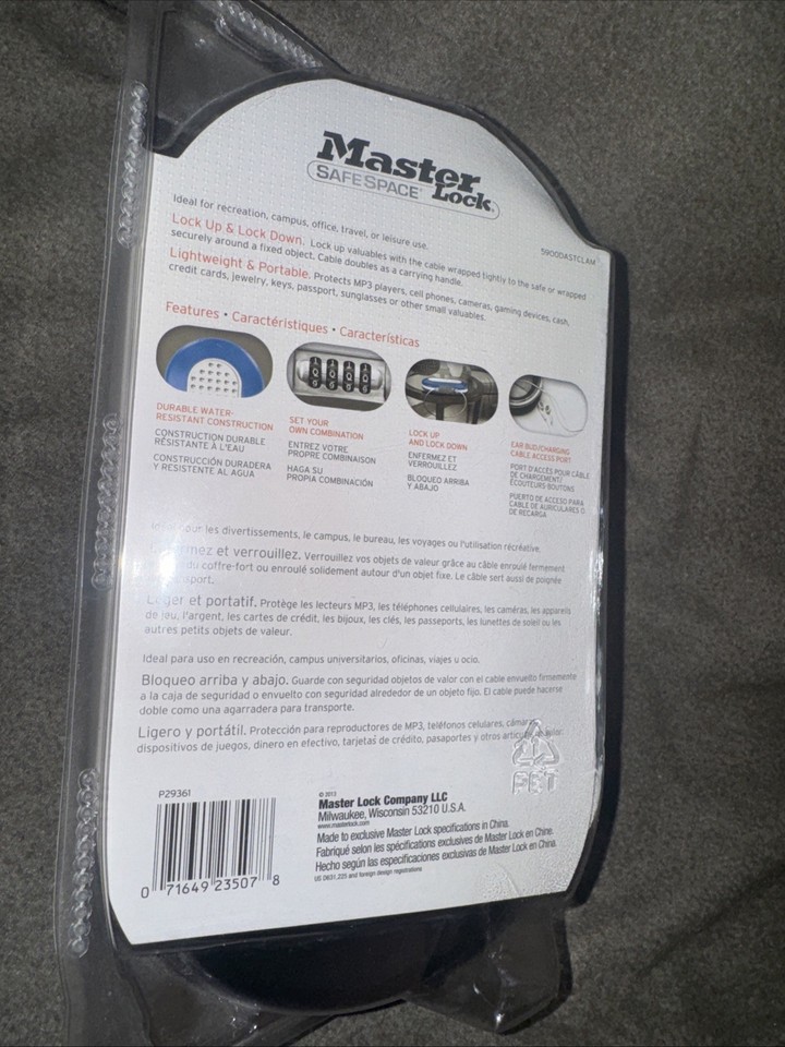Master Lock-Safe Space #5900DCLAM- Black- Portable Personal Safe *New ...
