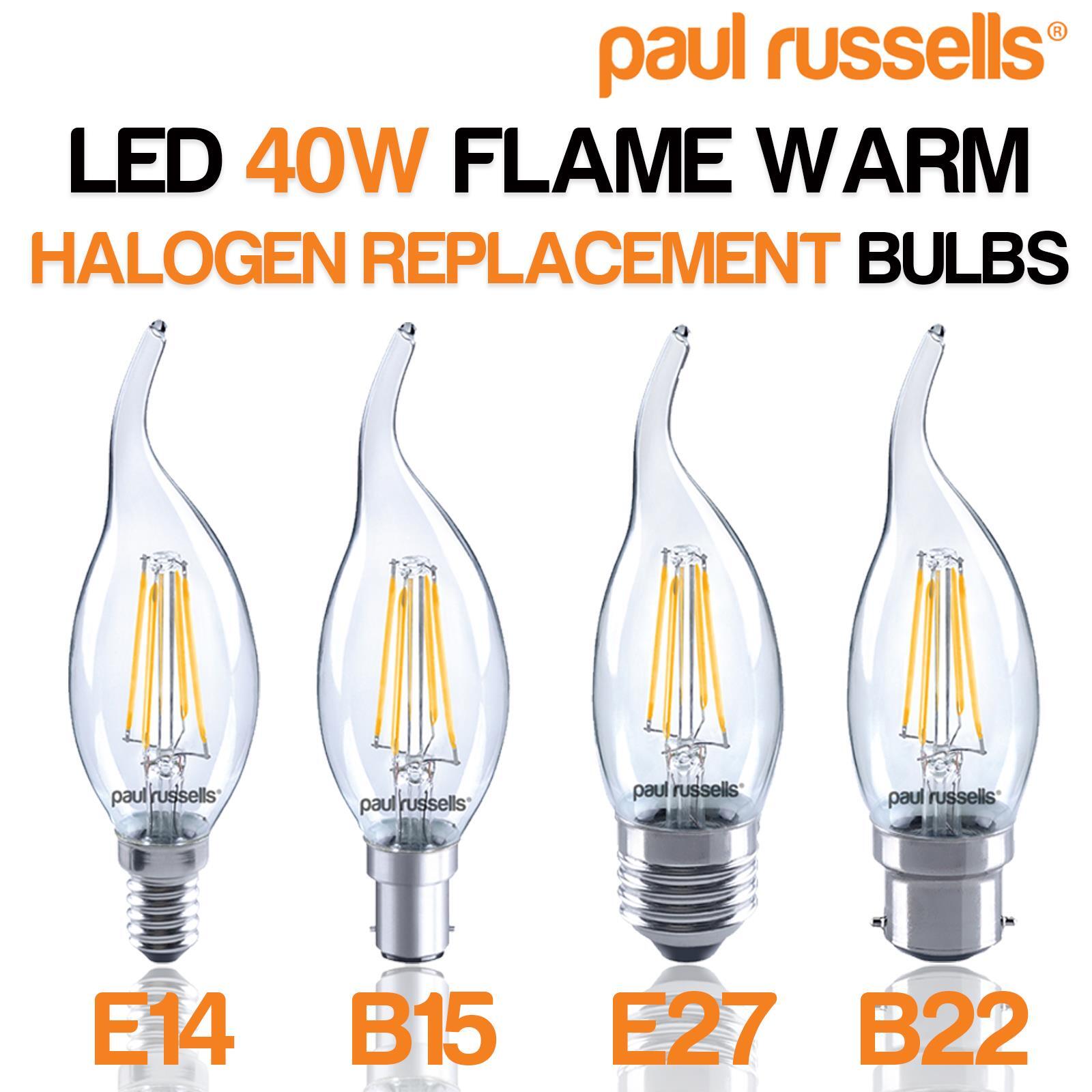 LED Flame Tip Candle Filament Light Amber Warm White Bayonet Edison ...