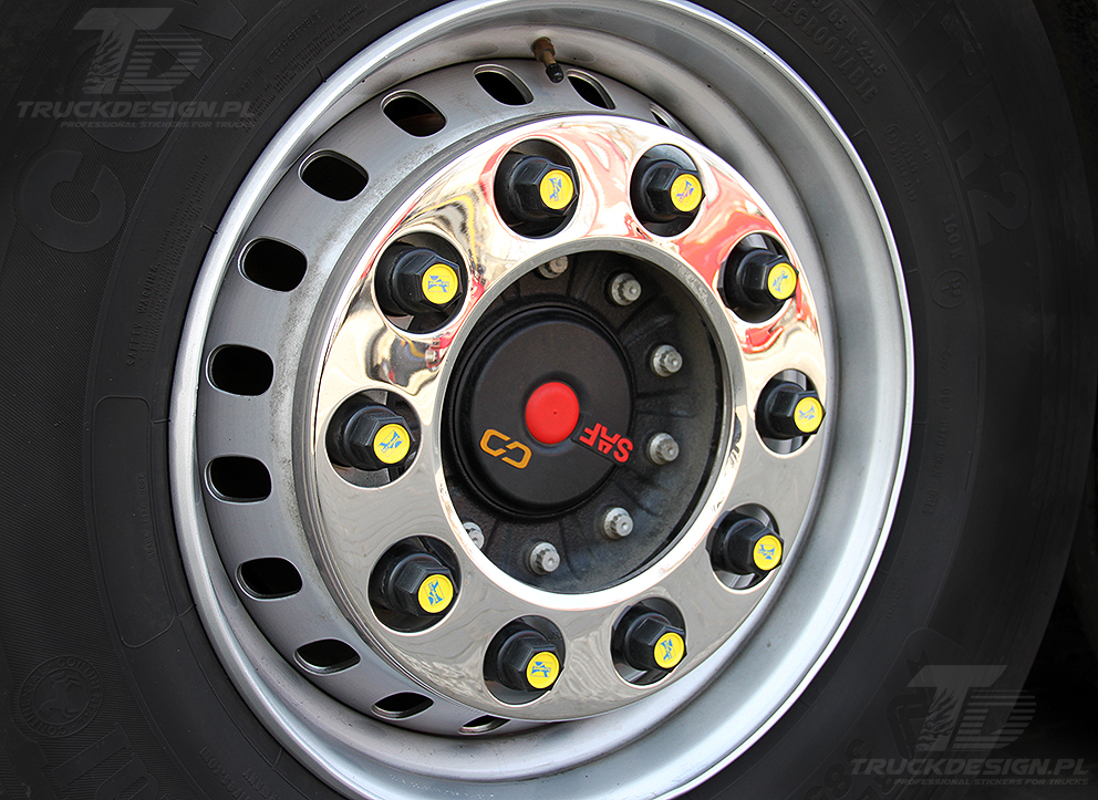 22,5 " 1x set 2x stud covers wheel trim steel Renault DAF Actros ...