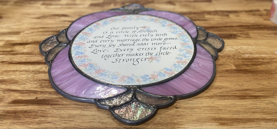 Stained Glass Watercolor Window Hanging Calligraphy Our Family Marcella ...