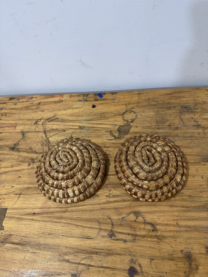 Antique 6.25 inch Hand Made Woven Rye Baskets | eBay