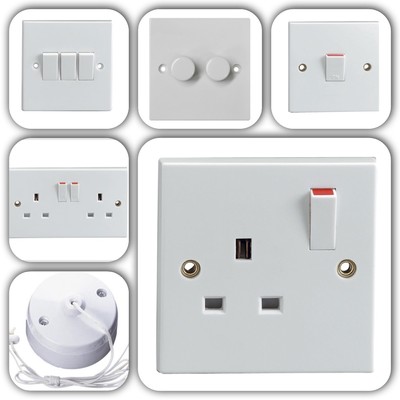 Standard White Wall, Ceiling & Floor Electrical Mains Plug Sockets ...