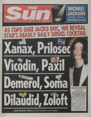 THE SUN NEWSPAPER 27 JUNE 2009 . MICHAEL JACKSON DRUG COCKTAIL DEATH ...