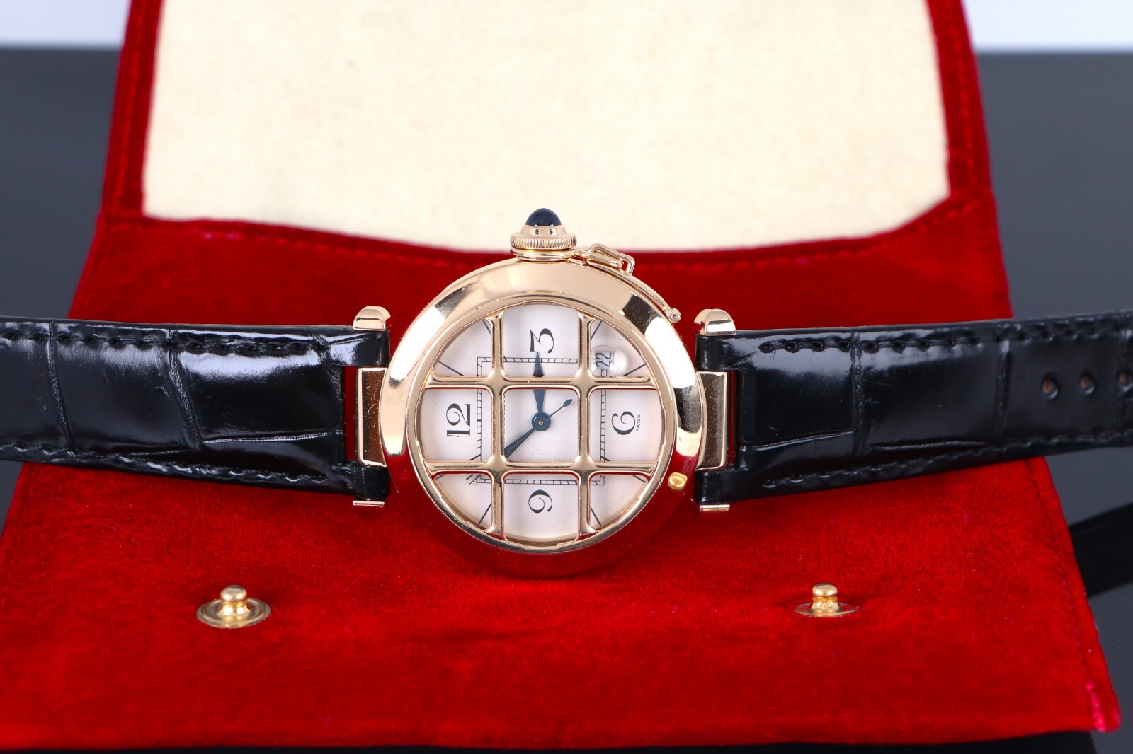 Pasha Cartier 18K Yellow Gold Grid Checker 38mm Automatic Watch 1986 ...