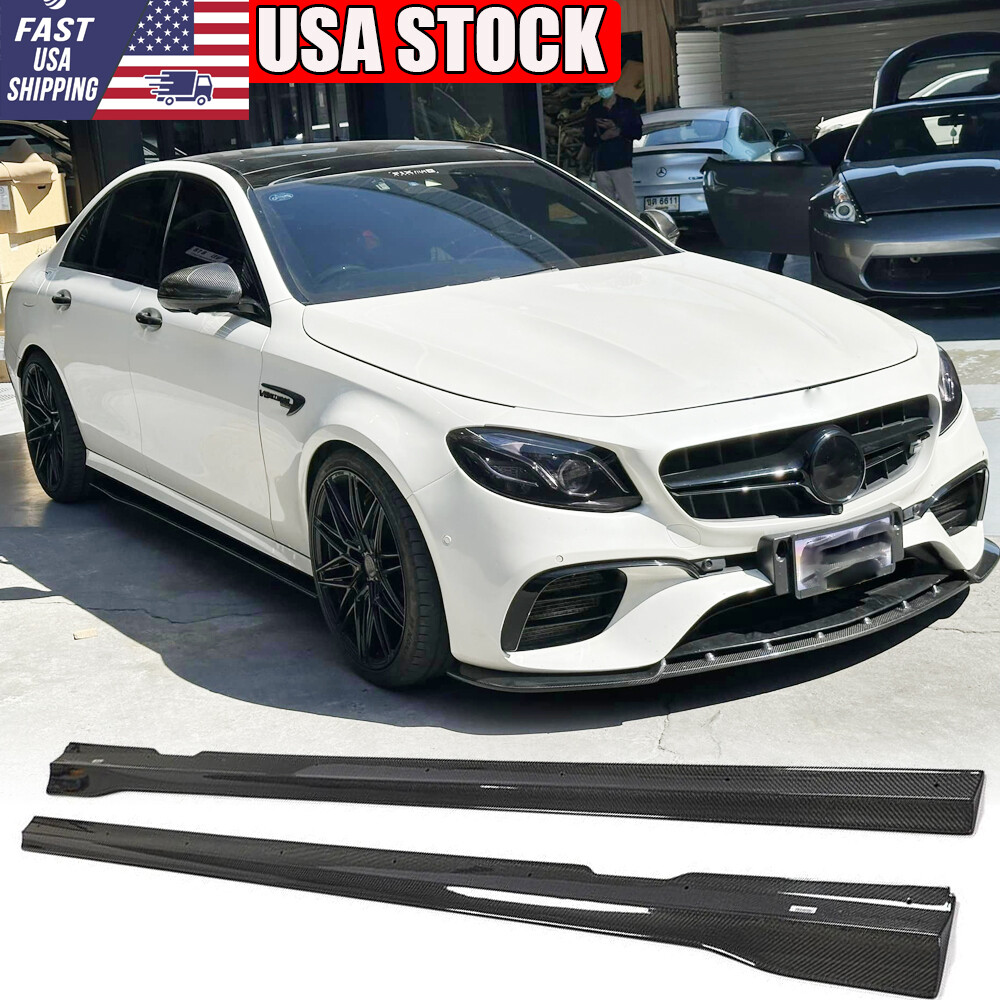 REAL CARBON Side Skirts Extension Lips For Mercedes W213 E43 E53 E63 ...