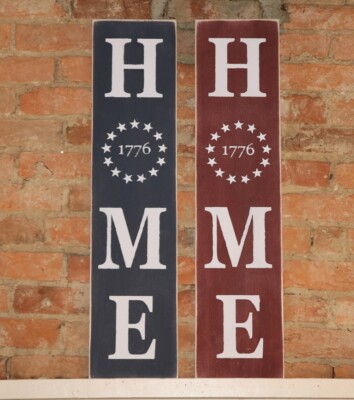 "HOME" with 1776 Signs Blue or Red Large 30" Tall Primitive Rustic NEW ...