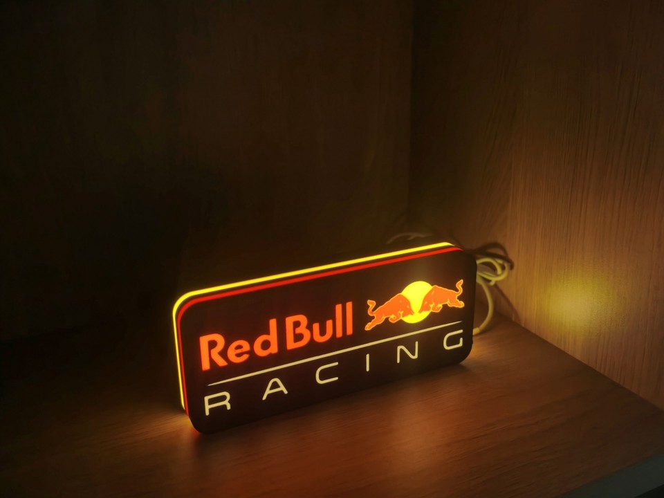 Red Bull F1 LED Light Box Sign | Racing Logo Lamp | Formula 1 Team ...