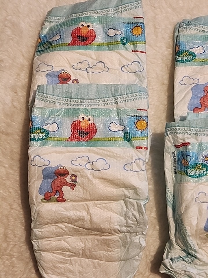 8 VTG 2009 Pampers Baby Dry Size 3 Diapers Sesame Street Elmo Big Bird ...