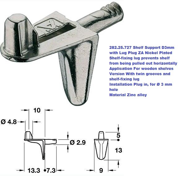 SHELF SUPPORTS METAL PINS PEGS STUDS IN 3,4MM HOLE SIZE KITCHEN CABINET ...