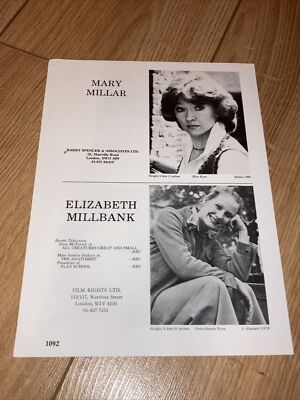 Mary Millar, Elizabeth Millbank & Sarah Miles - 1980 acting Z-page ...